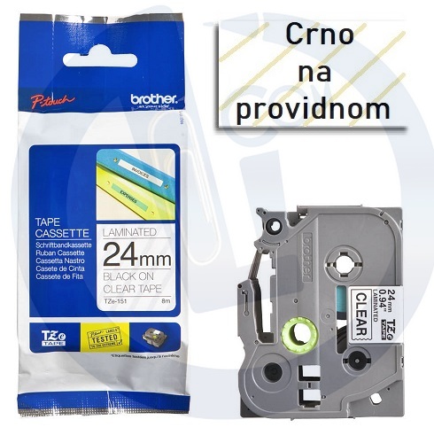 Brother traka TZe-151 24mm crno na providno