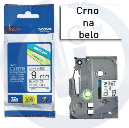 Brother traka TZe-221 9mm crno na belo