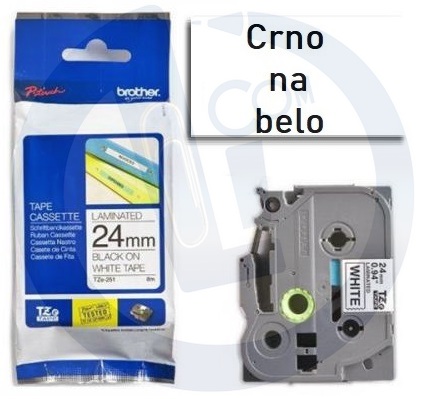 Brother traka TZe-251 24mm crno na belo