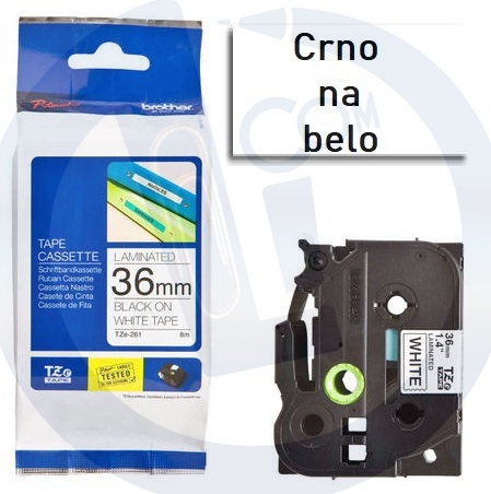 Brother traka TZe-261 36mm crno na belo