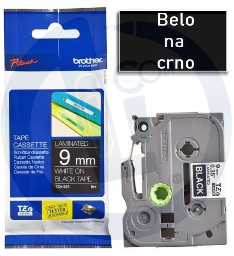 Brother traka TZe-325 9mm belo na crno