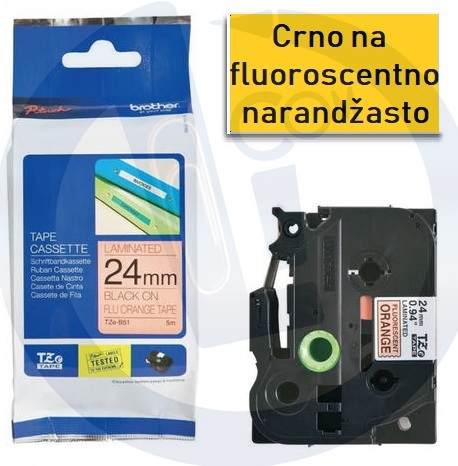 Brother traka TZe-B51 24mm crno na fluoroscentno narandžasto