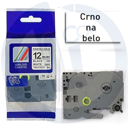 Brother traka TZe-FX231 12mm crno na belo FLEXI ID