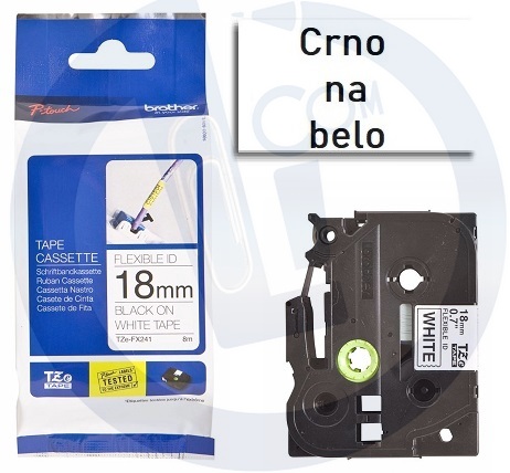 Brother traka TZe-FX241 18mm crno na belo FLEXI ID