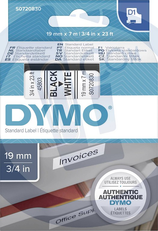 Dymo traka D1 19mmx7m crna na belom
