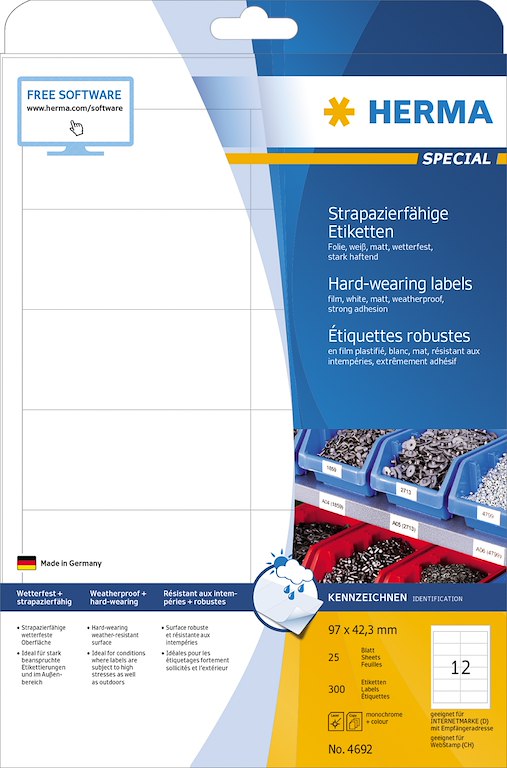 Etikete nepoderive 7 dimenzija bela Herma