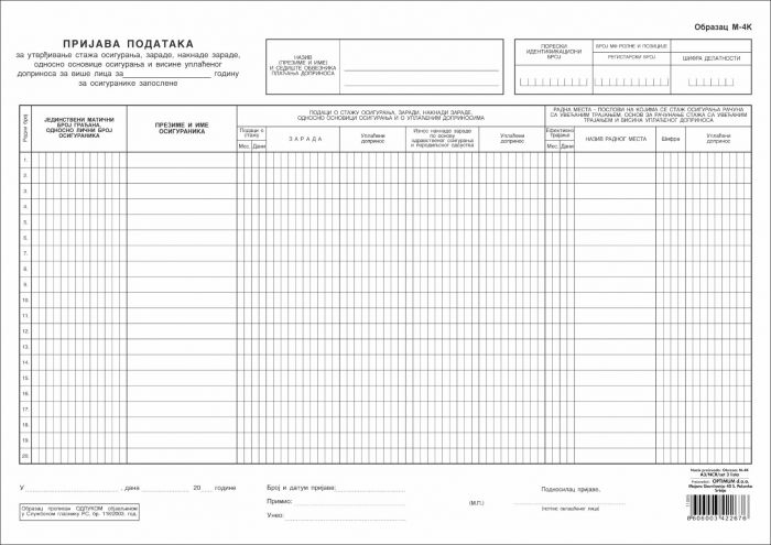 Obrazac M4-K