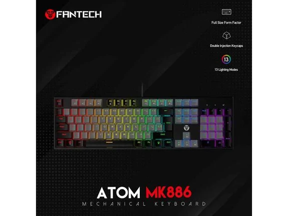 Tastatura mehanicka Gaming Fantech MK886 RGB Atom crna (Red switch)