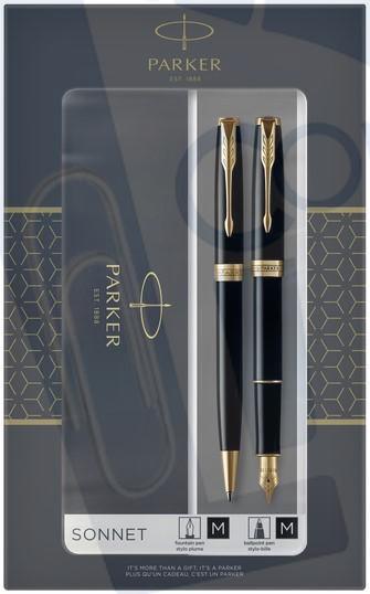 Parker set hemijska + naliv pero Sonet Black GT