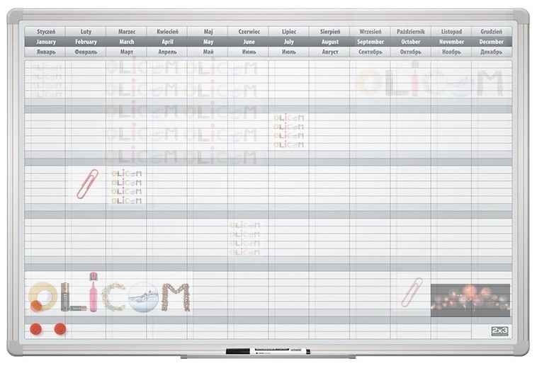 Planer tabla godišnja bela magnetna 60x90cm