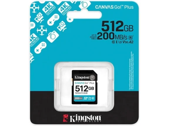 Kingston SD kartica Canvas Go Plus Gen4 512GB 200MB/s