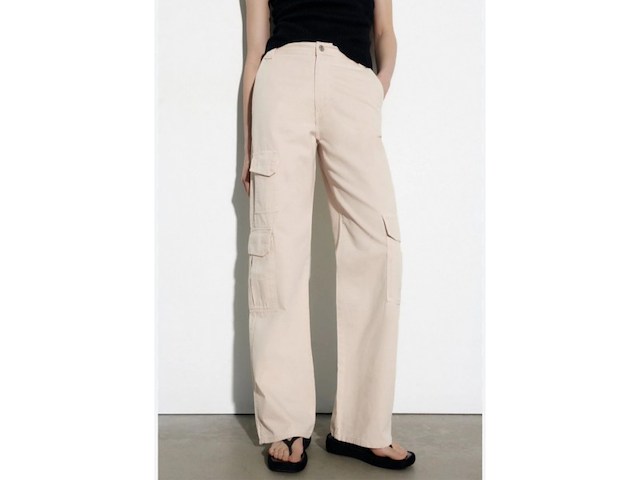 ZARA Cargo Wide-Leg Pantalone (Liocel/Lan/Pamuk)