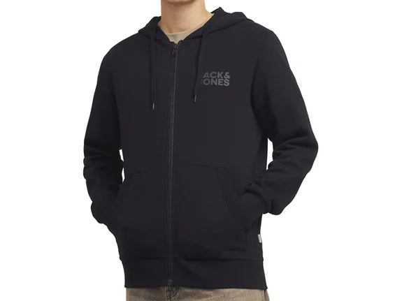 Jack & Jones Muška jakna Jjecorp Logo Sweat Zip Hood Noos 12265177-BLACKSM
