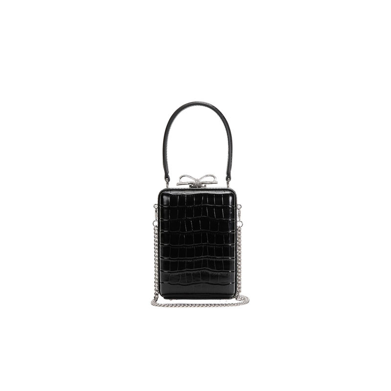 Ženska torba Self Portrait Black Croc Leather Micro Bag