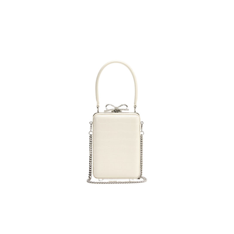 Ženska torba Self Portrait Cream Croc Leather Micro Bag