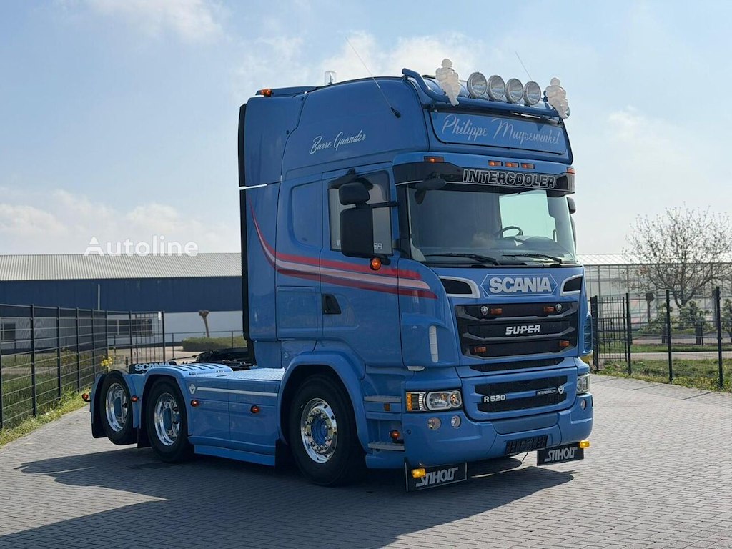 Scania R520 V8 SHOWTRUCK, 2.90 WB TOP CONDITION, RETARDER, LEATHER. tegljač