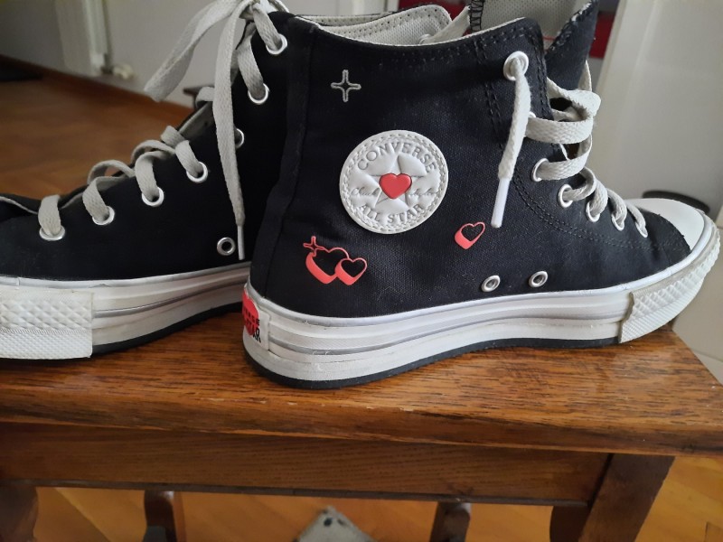 Converse crne patike starke platforma,br.38 nove