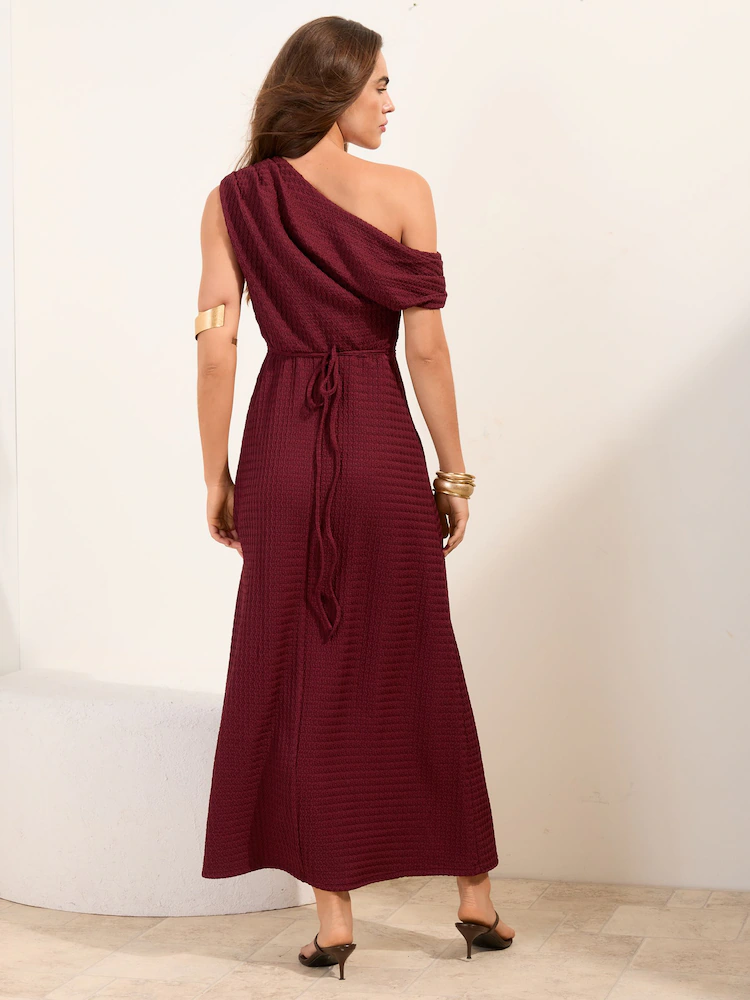 boja rđe Crveno - Friends Like These Jersey Off Shoulder Textured Maxi Dress