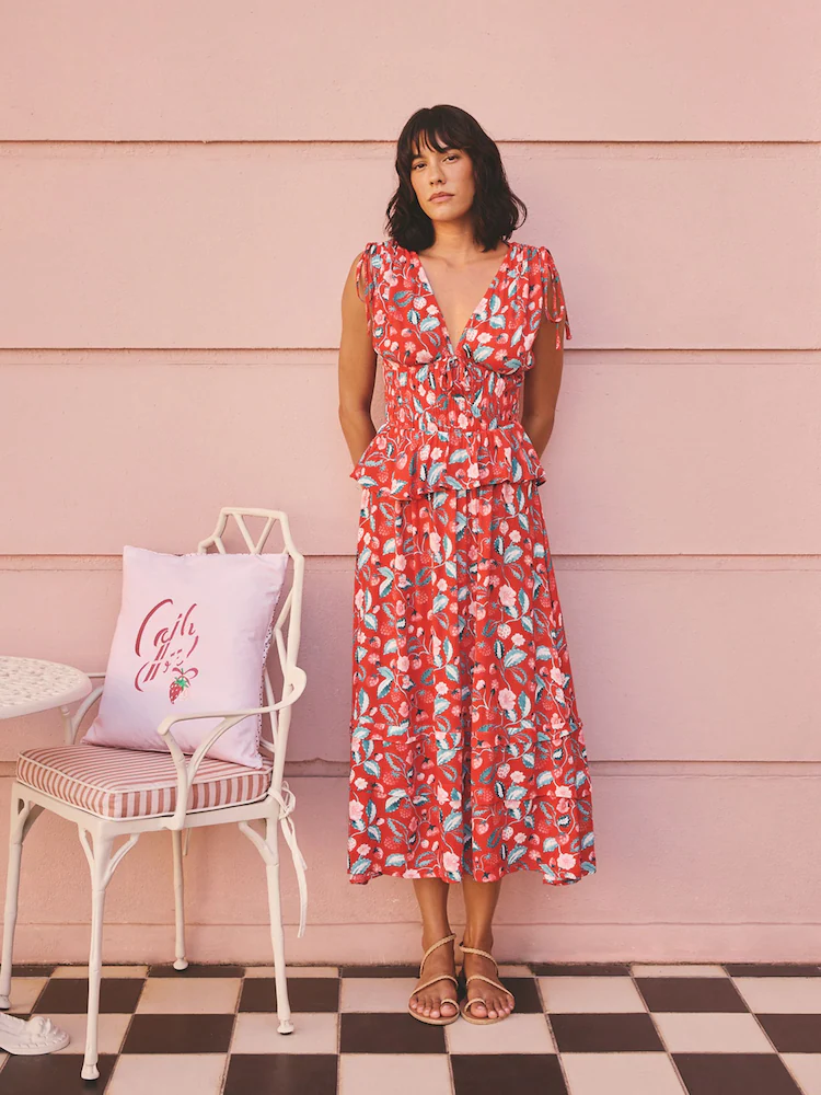 Midi haljina sa košuljanim print jagoda Cath Kidston