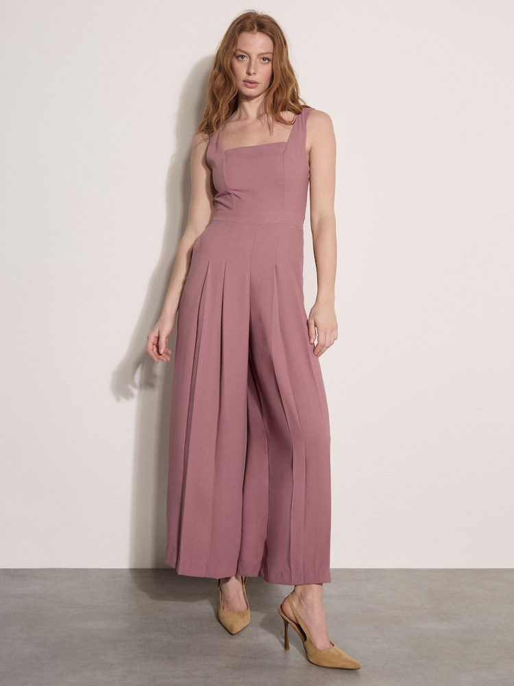 Apricot Crepe Wide-Leg Jumpsuit
