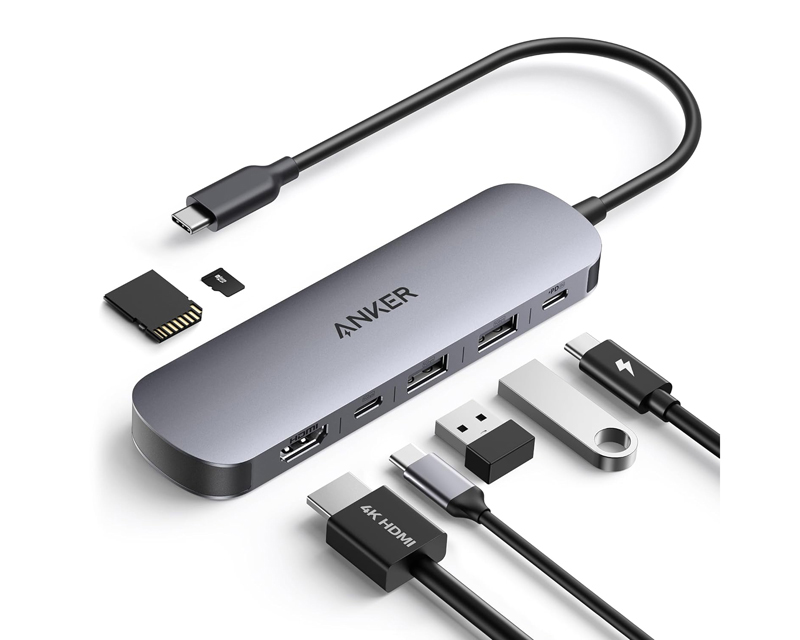 ANKER Nano USB-C Hub 7u1, sivi