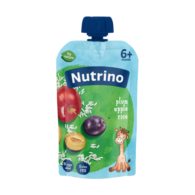 NUTRINO VOĆNA KAŠA PIRE OD JABUKE, ŠLJIVE I PIRINČA 100G 6M+