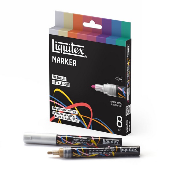 LIQUITEX LQX MARKER 8 X 2MM SET 4 METALLIC