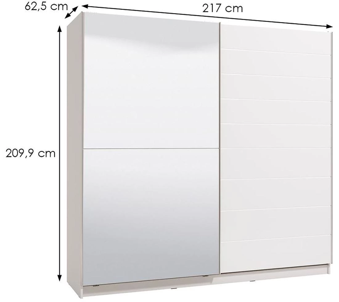 Mondego klizni garderober 217x62.5x209.9 cm bela