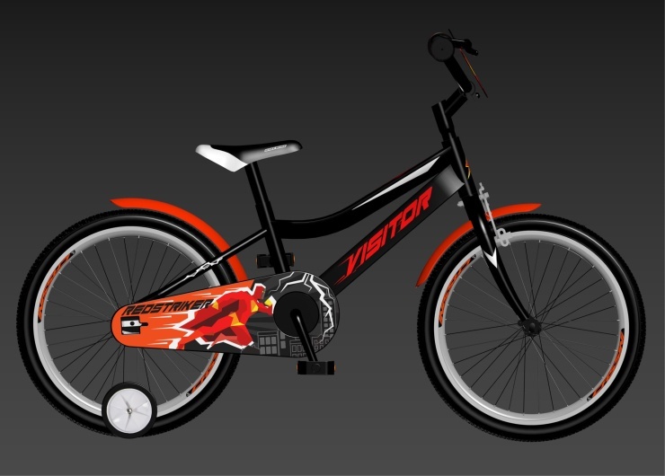 Bicikl kids visitor redstriker 12" 8" v-brake kontra 95-115cm (12") crno crveni 1120130ID: EK000842473