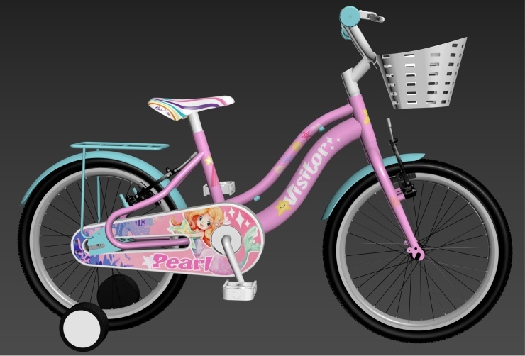 Bicikl kids visitor pearl 12" 8" v-brake kontra 95-115cm (12") roze 1120127ID: EK000842455