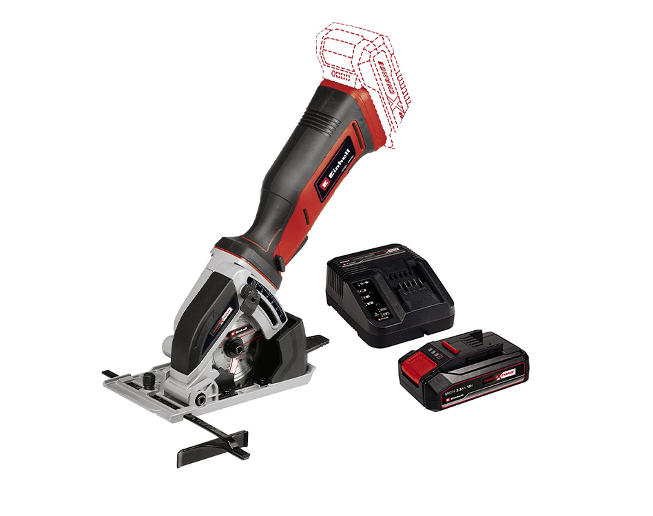 Einhell TE-CS 18/89 Li - Solo akumulatorska mini cirkularna testera + Einhell PXC 18V 2,5 Ah Starter-Kit baterija i punjač setID: EK000412025