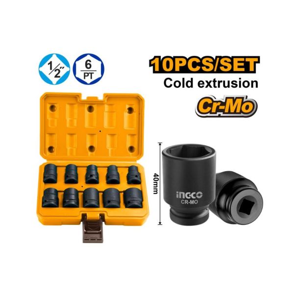 Set udarnih nasadnih ključeva10-delni INGCO HKISSD12101