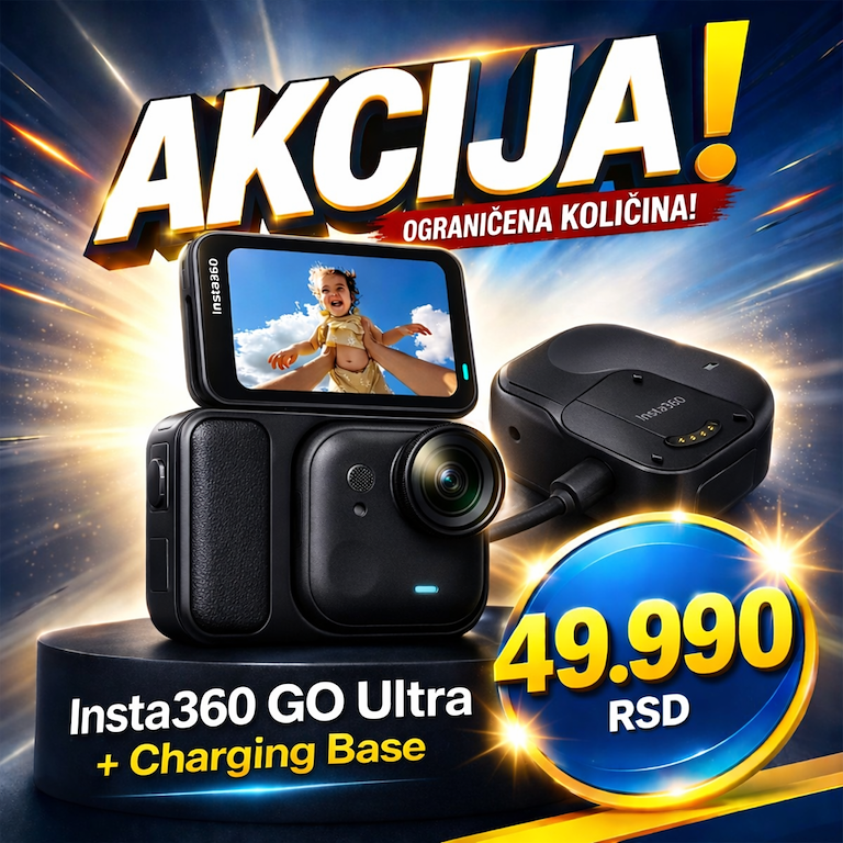 Insta360 GO Ultra Stand akciona kamera Black +Charge Base