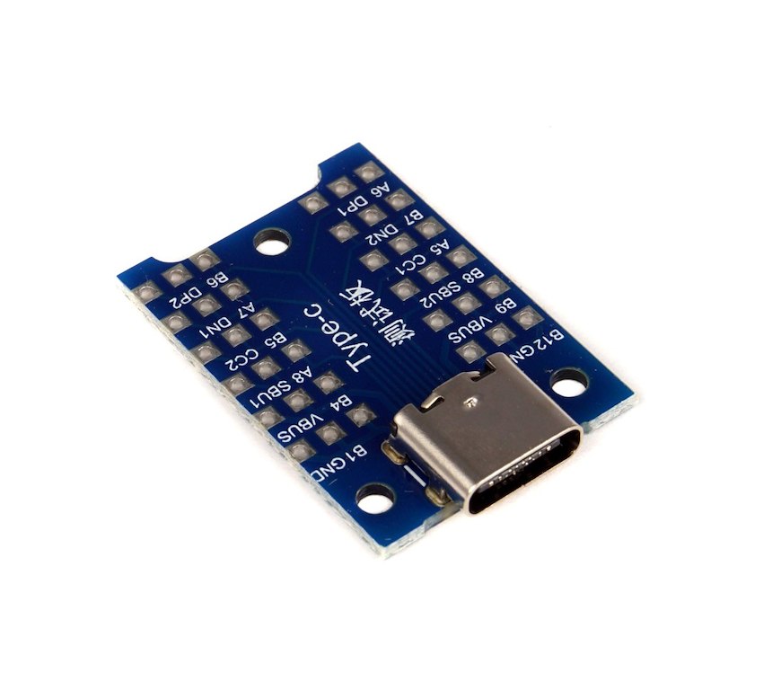 USB-C Breakout Modul - Ženski Type-C Konektor na DIP 2.54mm