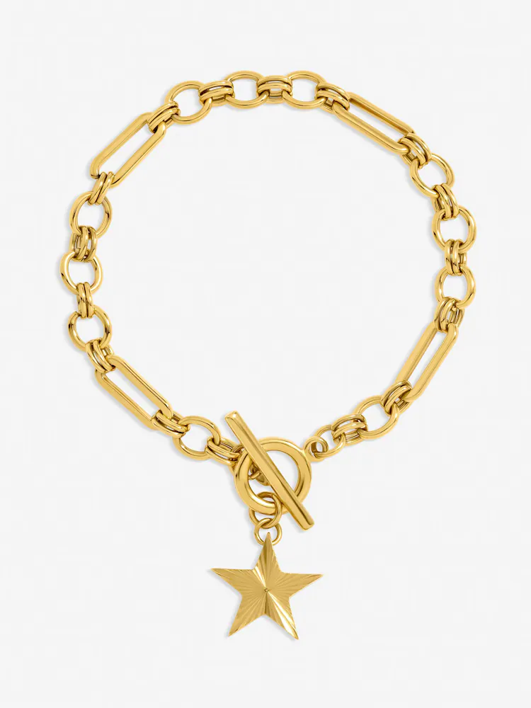 Jon Richard Tone Waterproof Diamond Cut Star T Bar Bracelet