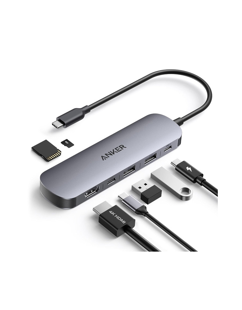 ANKER Nano USB-C Hub 7u1 sivi