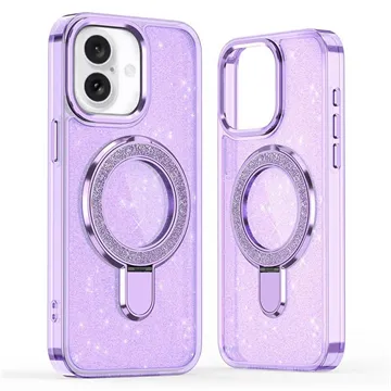 IPHONE 17 GLITTER HYBRID CASE WITH KICKSTAND - MAGSAFE COMPATIBLE - PURPLE