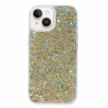 IPHONE 14 GLITTER FLAKES TPU MASKA - ZLATNA