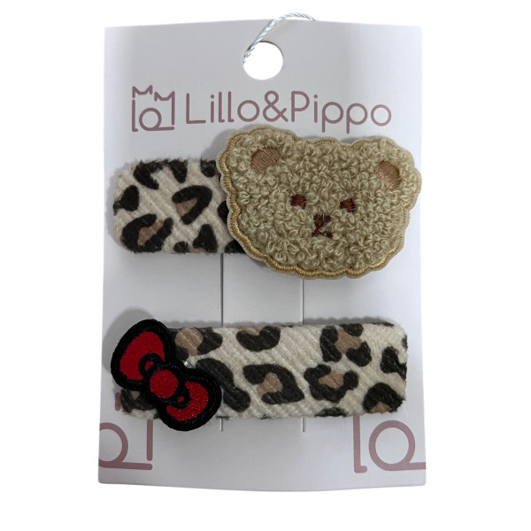 Lillo&Pippo šnalice za kosu leopard 2kom