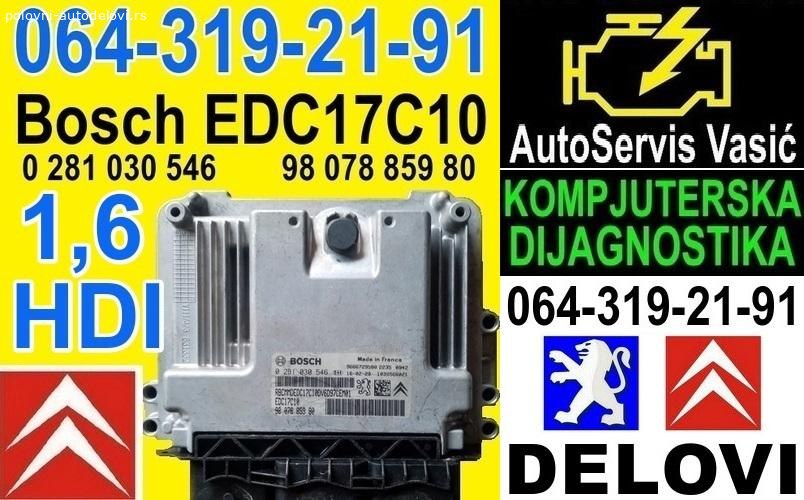 KOMPJUTER PEŽO 1,6 HDI BOSCH 0 281 030 546 -EDC17C10 CITROEN