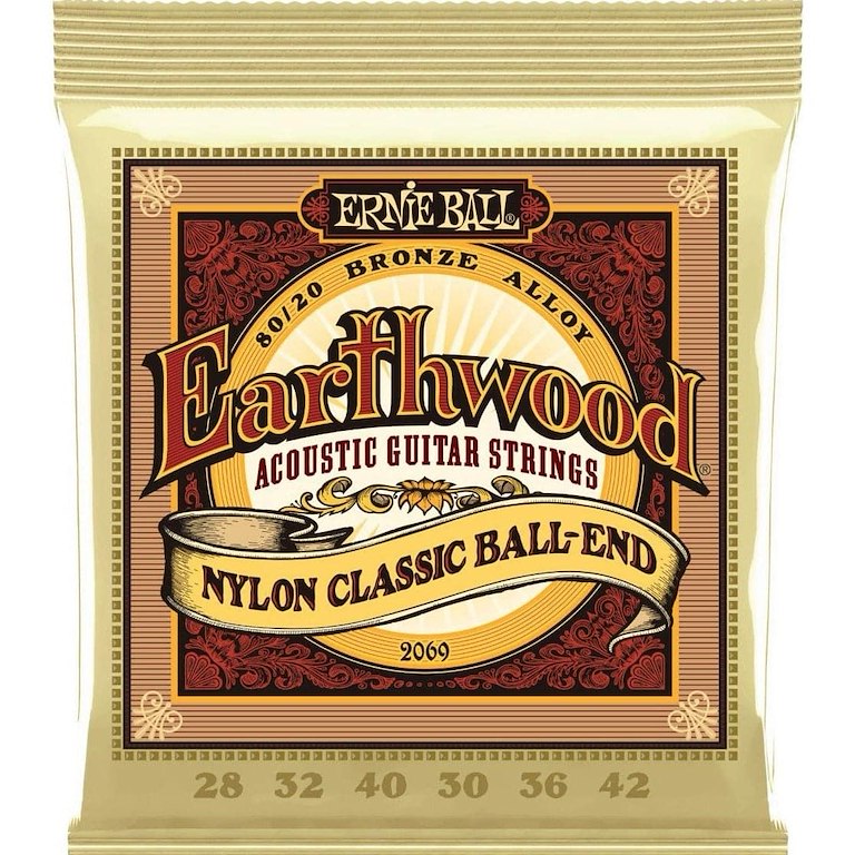 Ernie ball 2069 EARTHWOOD FOLK NYLON 28-42 Classical Guitar Strings