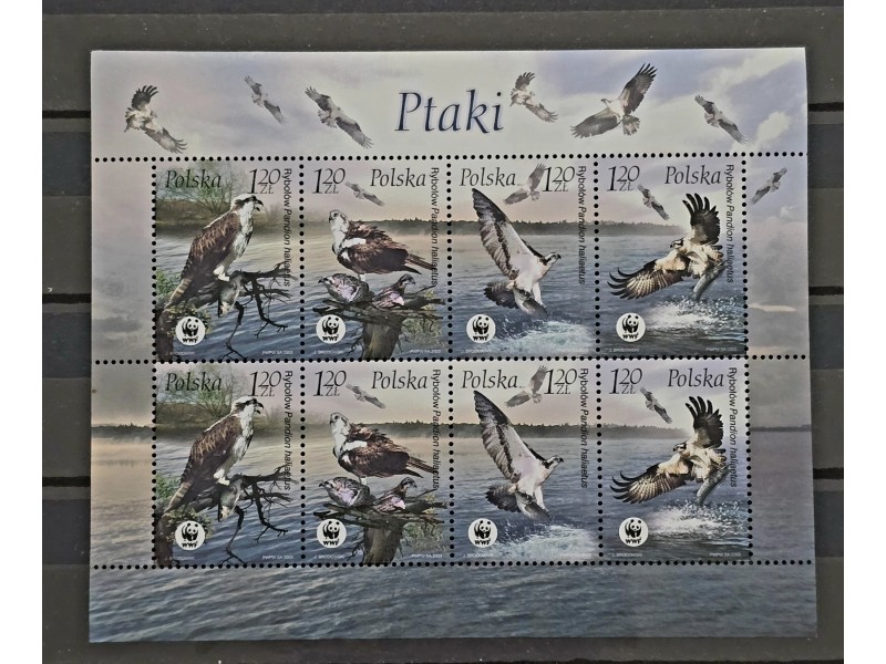 Poljska 2001 ptice wwf tabačic mnh