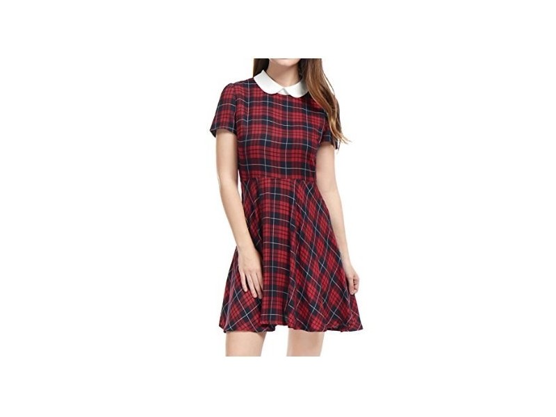 ❤️Allegra K Women's Checks Peter Pan Collar❤️NOVO-XS-S