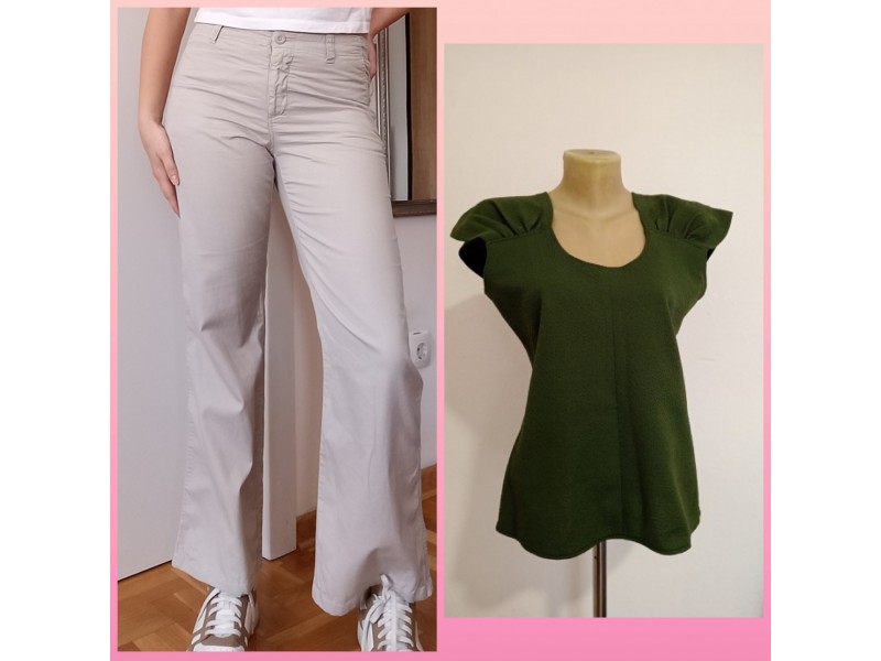 Pantalone bez i bluza zelena M