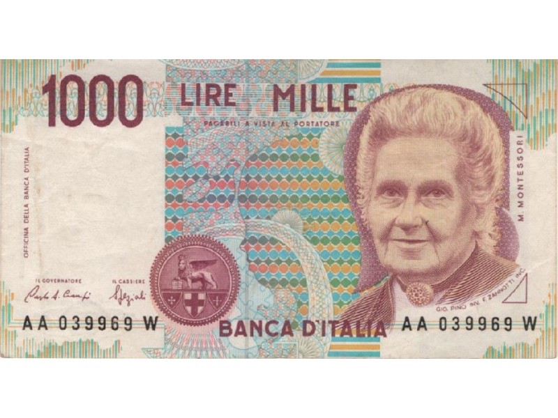 ** ITALIJA - 1000 LIRA 1990. **
