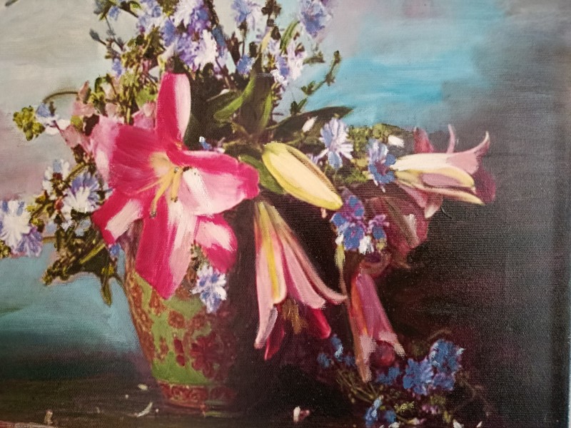 "Ljiljani u punom sjaju", ulje 40x40 cm.