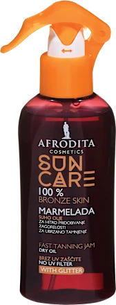 AFRODITA
SUN CARE marmelada - suvo ulje u spreju, sa šljokicama, 150 ml