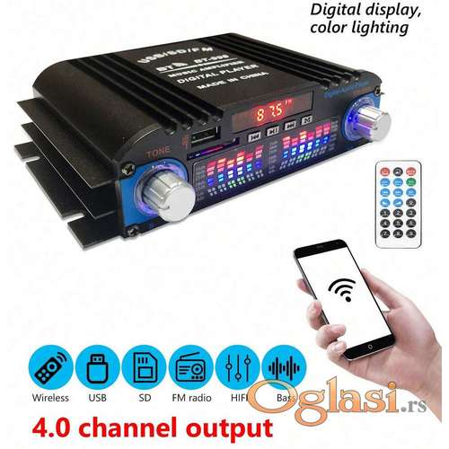 BT-998 FM radio bluetooth pojacalo 160W / 4 x 40W sa 4 izlaza
