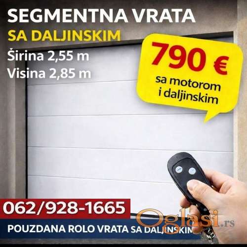 Segmentna rolo garažna vrata 2,55x285m sa daljinskim upravljačem