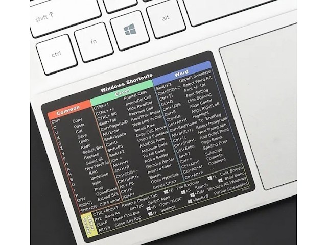 Nalepnica sa prečicama za laptop – Windows, Word, Excel